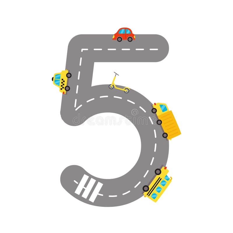 Vector Illustration. Road Numbers for Kids. Number 8. Stock ...