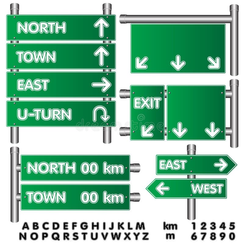 Vector Illustration of Road Sign. Empty Green Sign on High Way Stock ...
