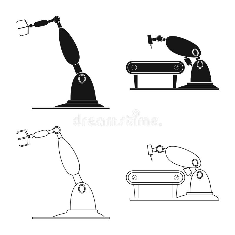 Vector Illustration Of Robot And Factory Icon Set Of Robot And Space