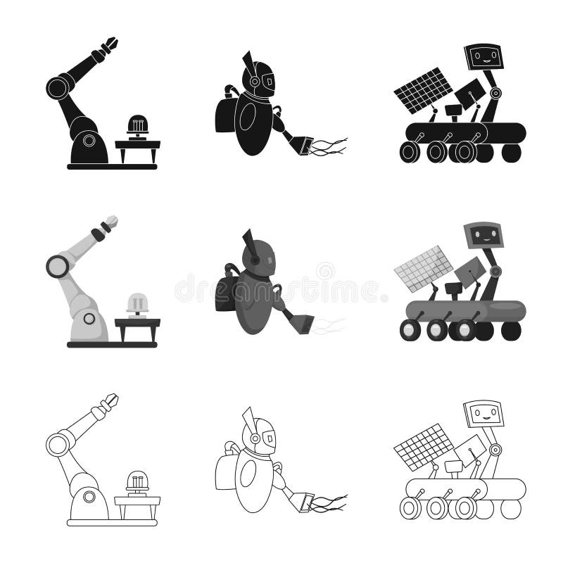Vector Illustration Of Robot And Factory Icon Set Of Robot And Space