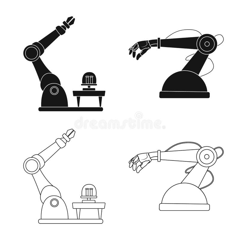 Vector Illustration Of Robot And Factory Icon Set Of Robot And Space