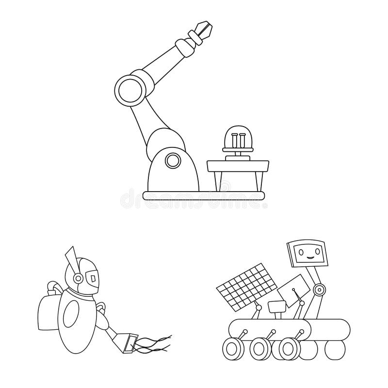 Vector Illustration Of Robot And Factory Logo Set Of Robot And Space