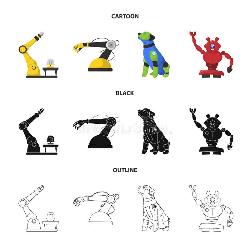 Vector Design Of Robot And Factory Symbol Set Of Robot And Space