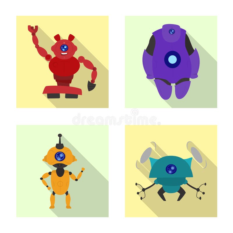 Vector Illustration Of Robot And Factory Sign Collection Of Robot And