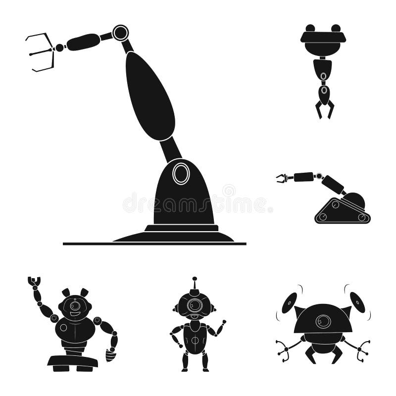 Vector Illustration Of Robot And Factory Sign Collection Of Robot And