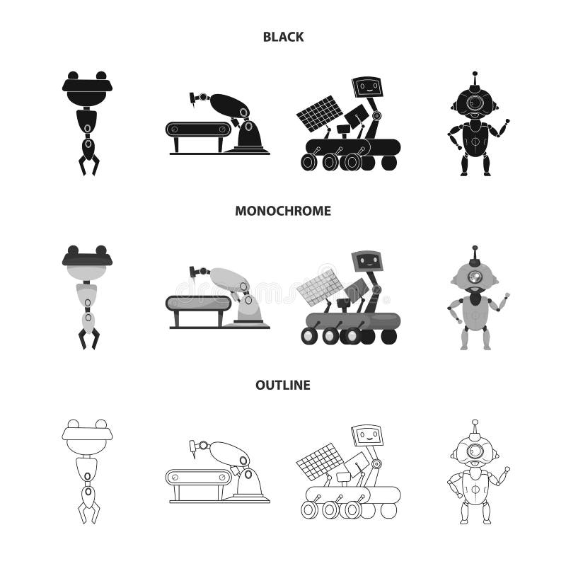 Vector Illustration Of Robot And Factory Sign Set Of Robot And Space