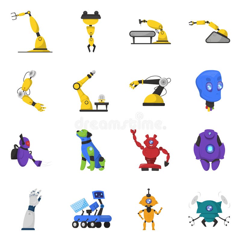 Vector Illustration Of Robot And Factory Symbol Set Of Robot And Space