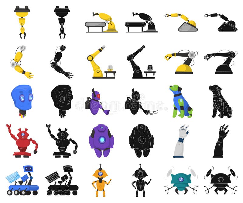Vector Illustration Of Robot And Factory Symbol Set Of Robot And Space