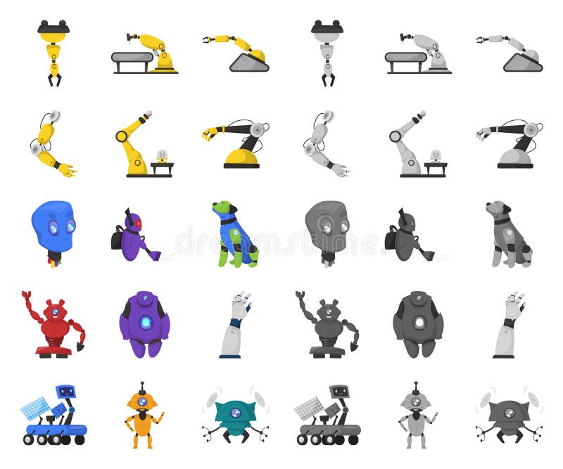 Vector Illustration Of Robot And Factory Symbol Set Of Robot And Space