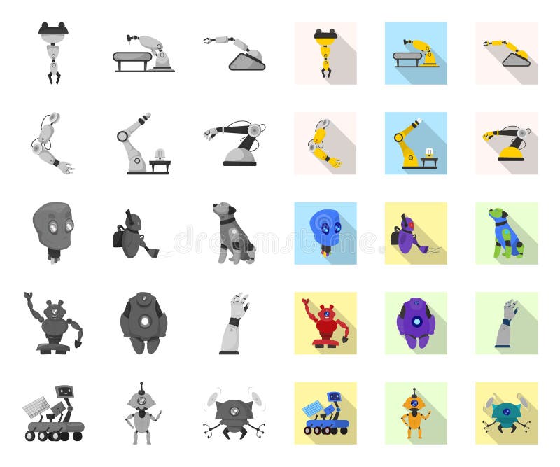 Vector Illustration Of Robot And Factory Symbol Set Of Robot And Space
