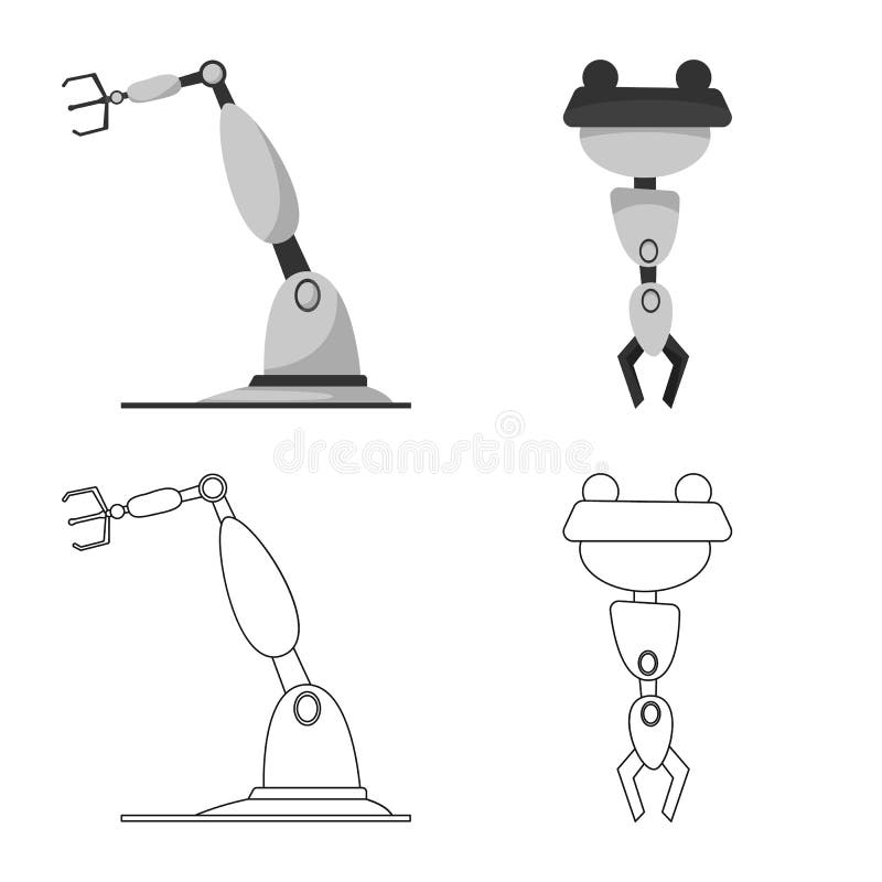 Vector Illustration Of Robot And Factory Symbol Set Of Robot And Space