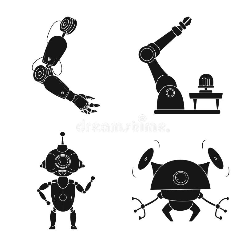 Vector Illustration Of Robot And Factory Symbol Set Of Robot And Space