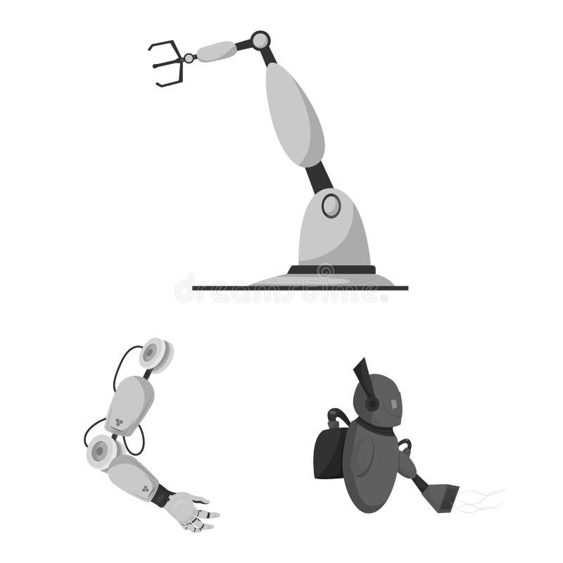 Vector Illustration Of Robot And Factory Symbol Set Of Robot And Space