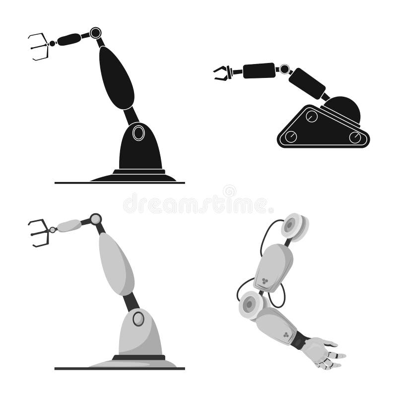 Vector Design Of Robot And Factory Icon Collection Of Robot And Space
