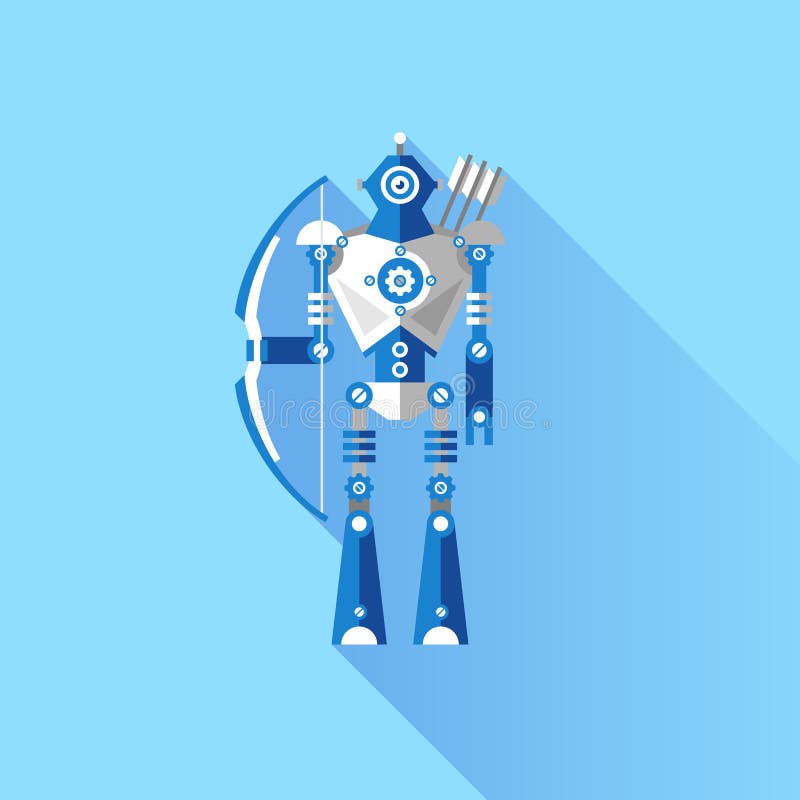 Vector Illustration of a Robot Knight Archer Stock Vector ...