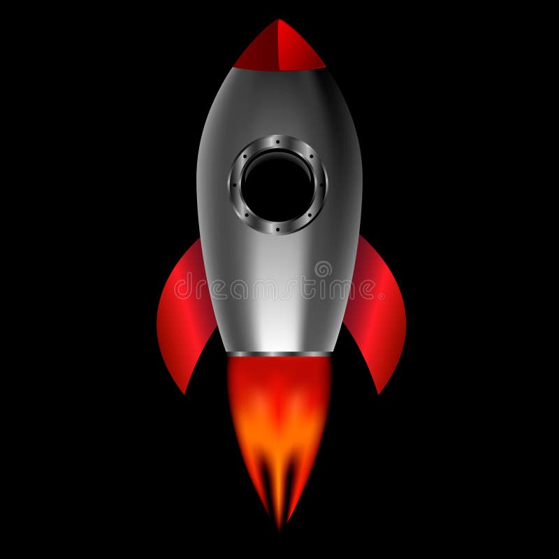 Vector Illustration of a Rocket. Rocket on Black Background Stock ...