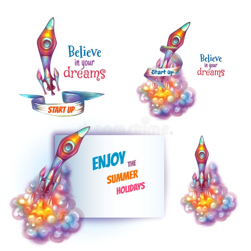 Vector Illustration of Rocket with Paper Stock Vector - Illustration of ...