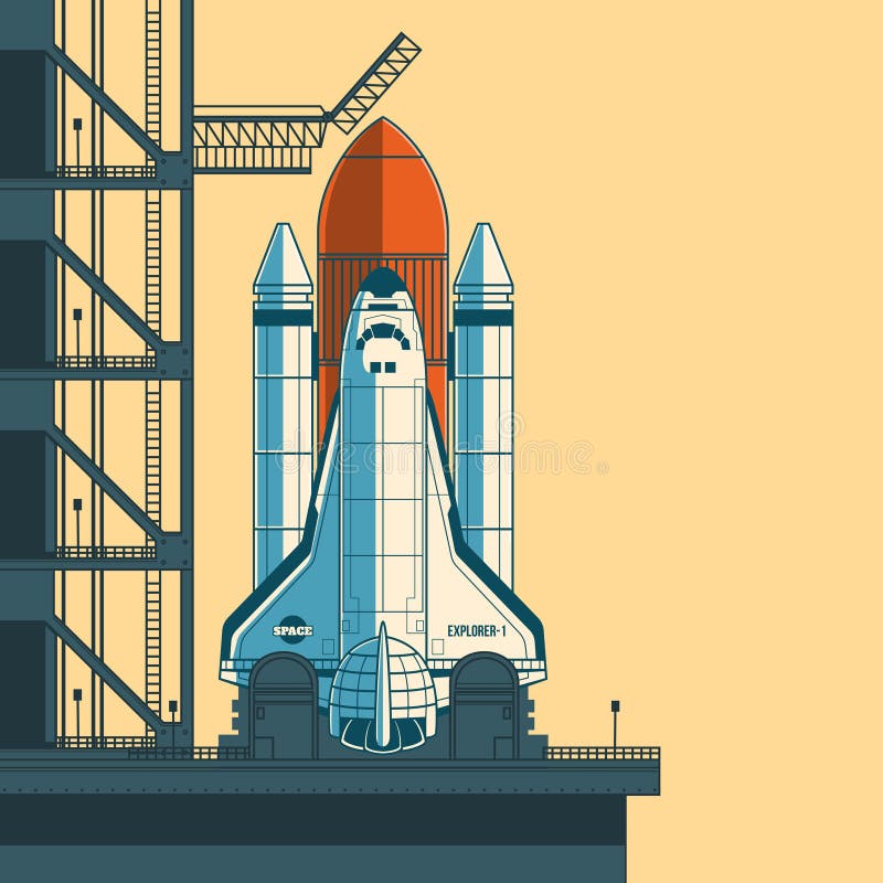 Spaceship Launch From Floating Platform Vector Stock Vector ...