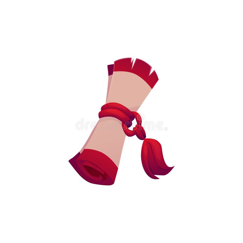 Vector Illustration of Rolled Old Parchment Scroll Tied with Red Ribbon ...