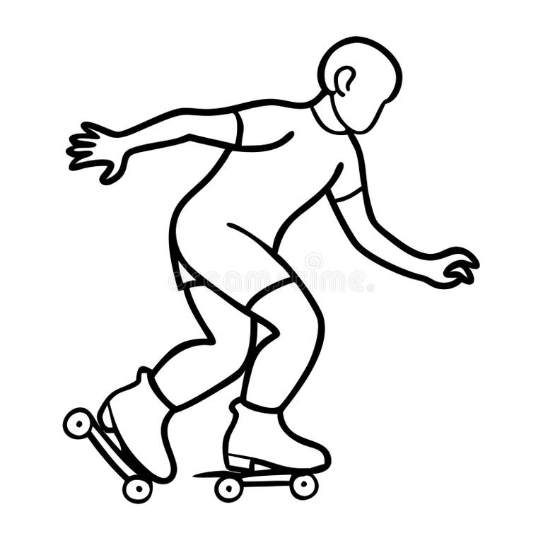 Vector Illustration Roller Skating Person in Motion Dynamic Outline ...