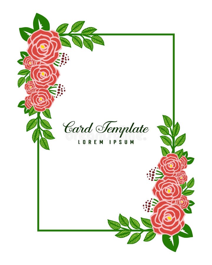 Vector Illustration Rose Flower Frames Isolated on Background with ...
