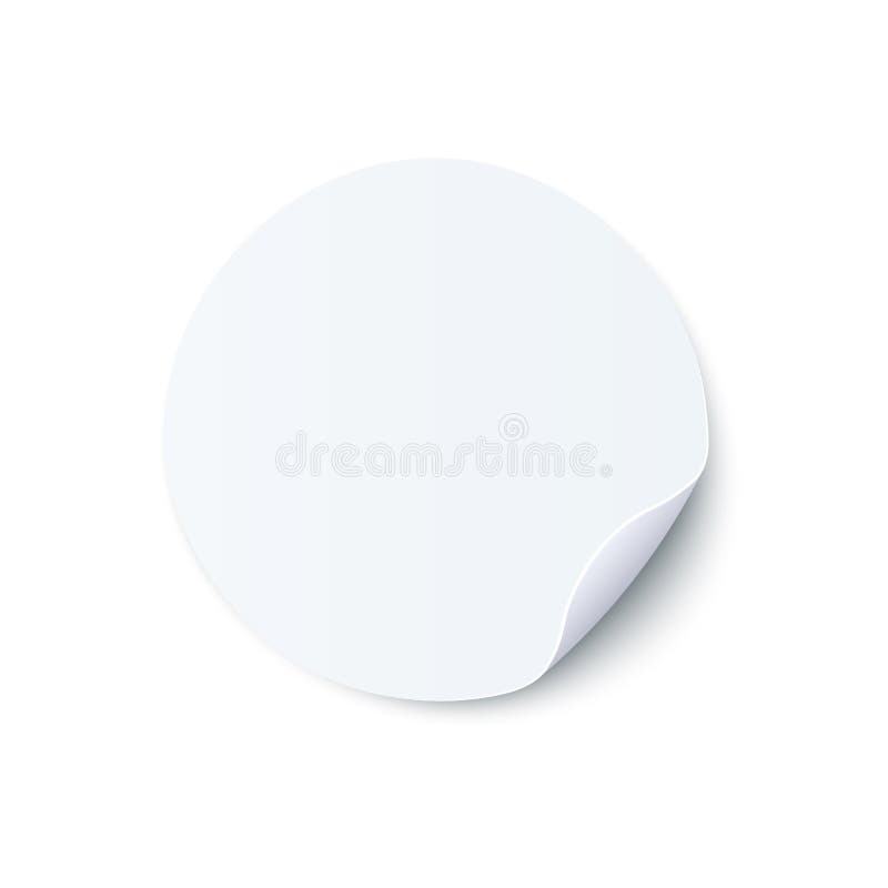 Vector Illustration of Round Blank White Sticker with Folded Edge ...