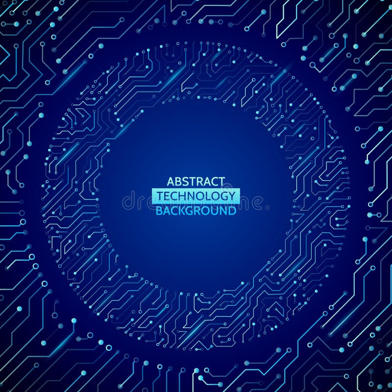 Round Circuit Technology Isolated on Bulb Flat Vector Icon for Apps or ...
