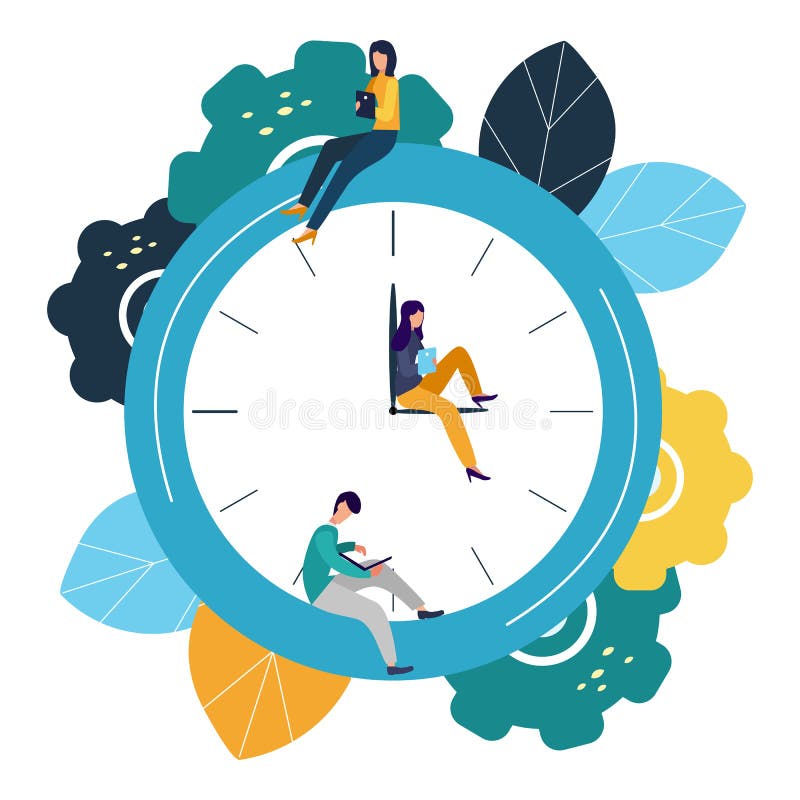 Vector Illustration, Round Clock on White Background, Time Management ...