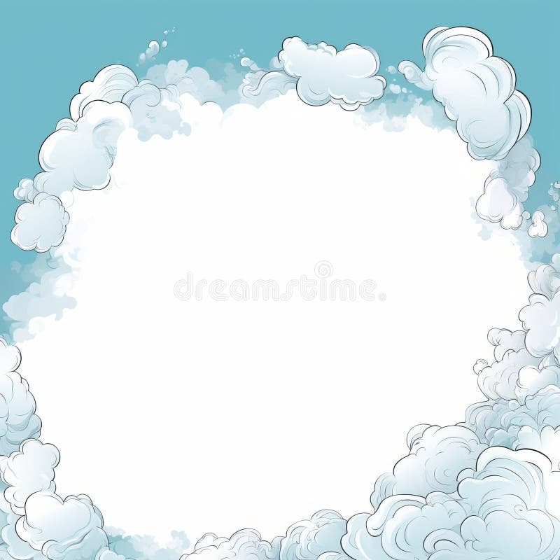 Vector Illustration of a Round Cloud Frame on a Blue Sky Background ...