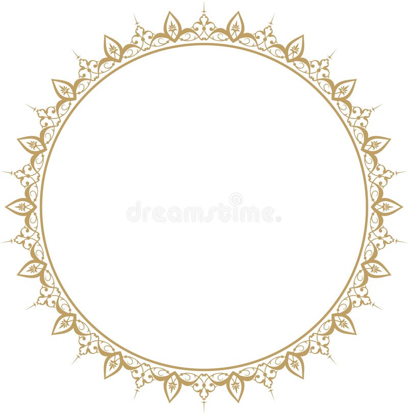 Vector Illustration for a Round Frame Border Ornament, Gold Color Stock ...