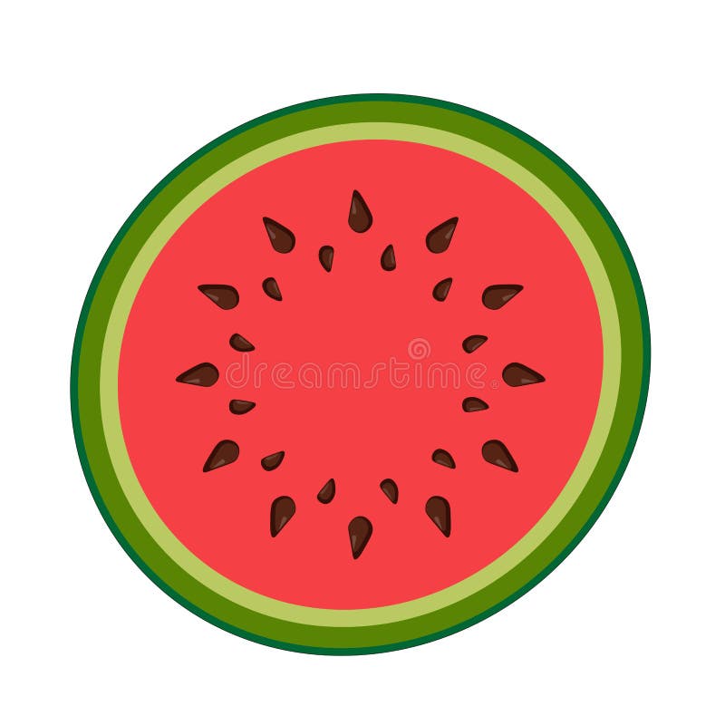 Vector Illustration of Round Watermelon Slice Stock Vector ...