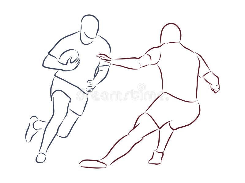Vector Illustration of a Rugby Player Wearing All Black Running with ...