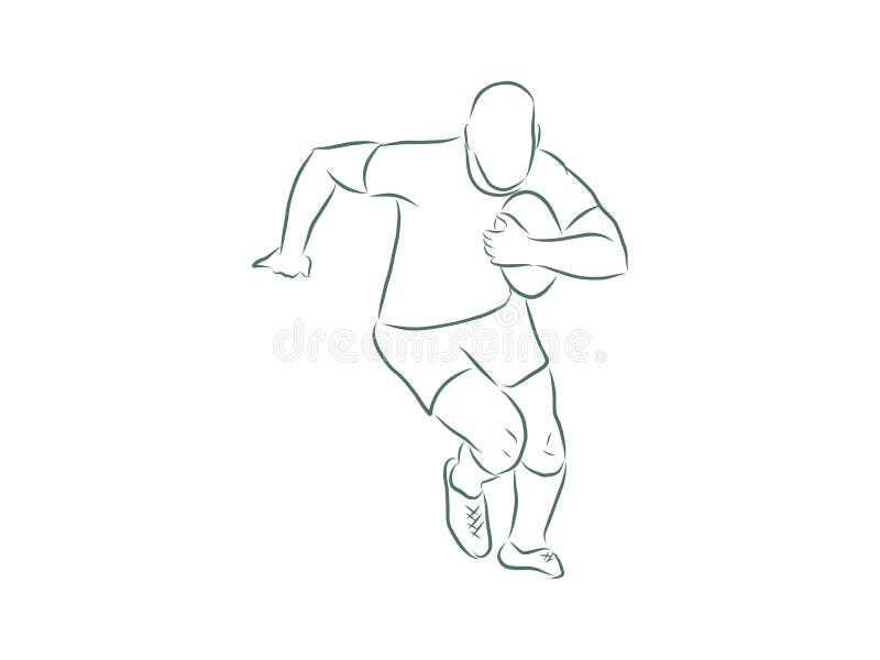 Vector Illustration of a Rugby Player Wearing All Black Running with ...