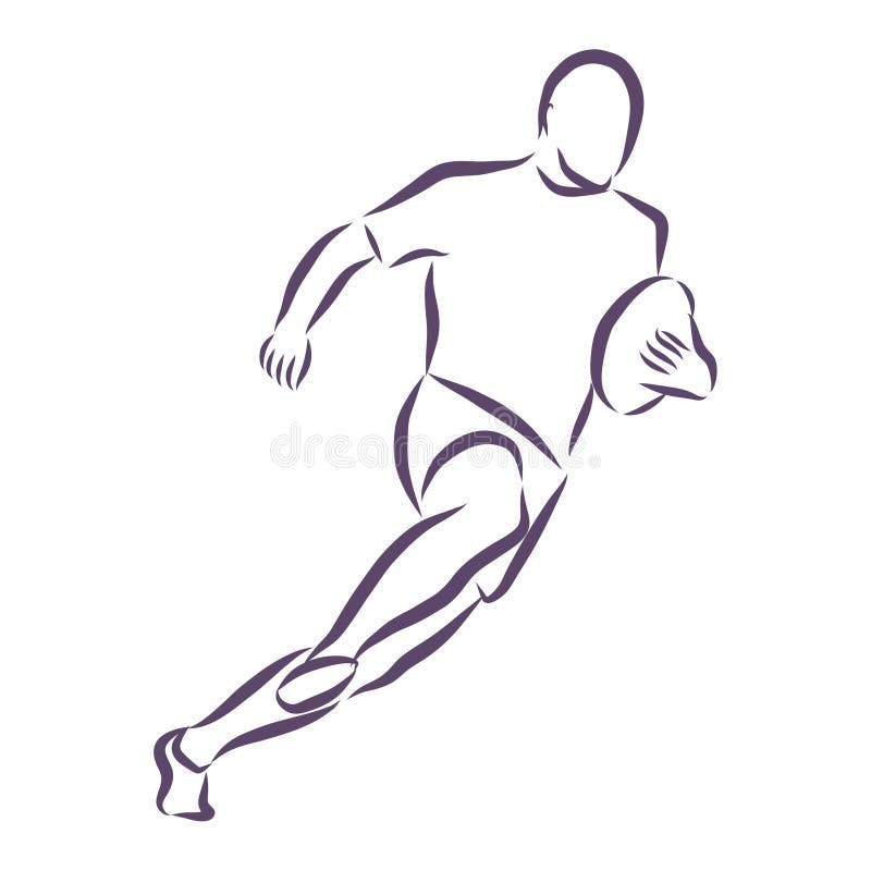 Vector Illustration of a Rugby Player Wearing All Black Running with ...