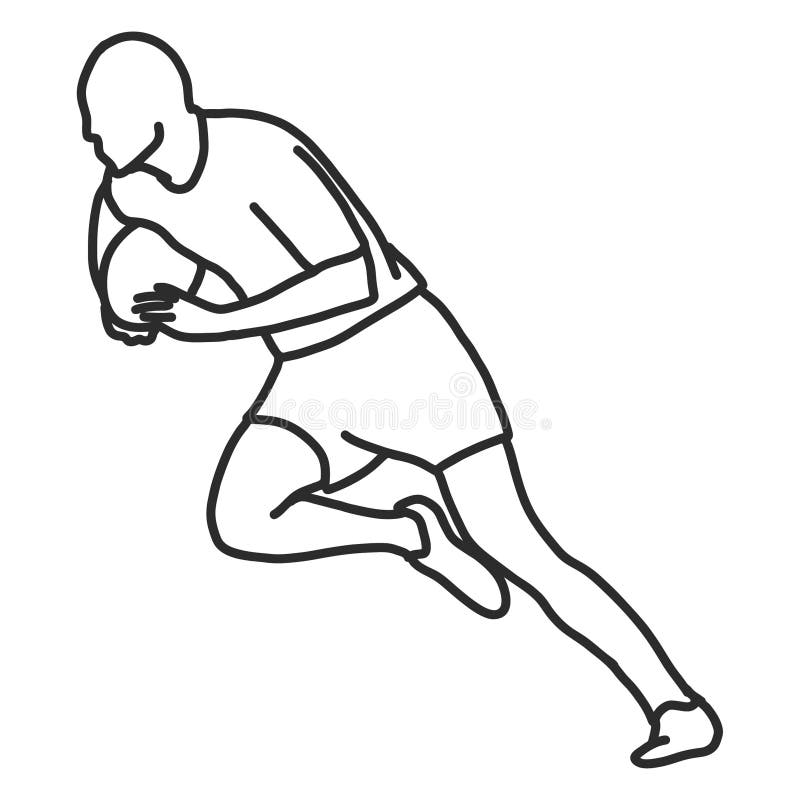 Vector Illustration of a Rugby Player Wearing All Black Running with ...