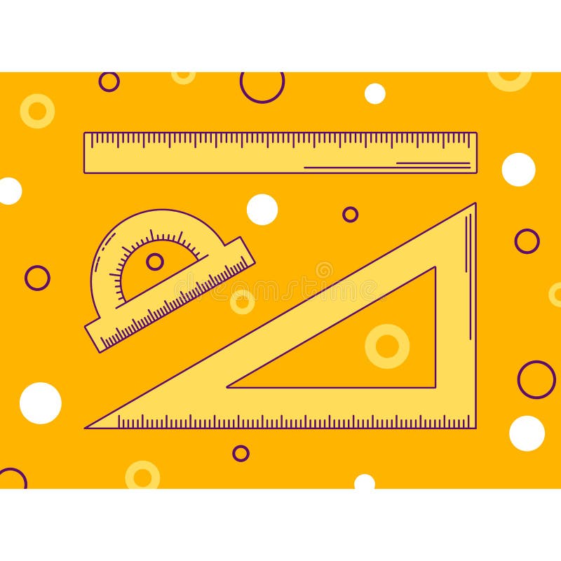 Vector Illustration, Ruler, Triangle and Protractor, Line Art Stock ...