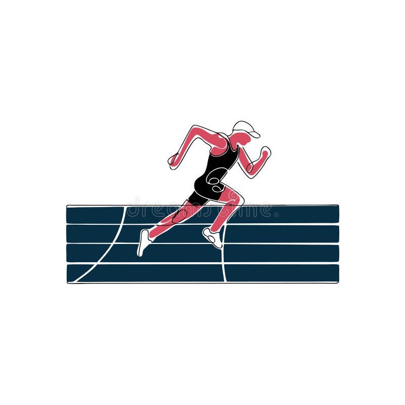 Vector Illustration of Runner Sprinting on Athletic Track in Dynamic ...