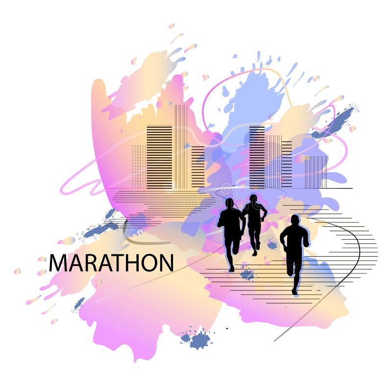 Vector Illustration of Running People. Poster for Marathon Stock ...