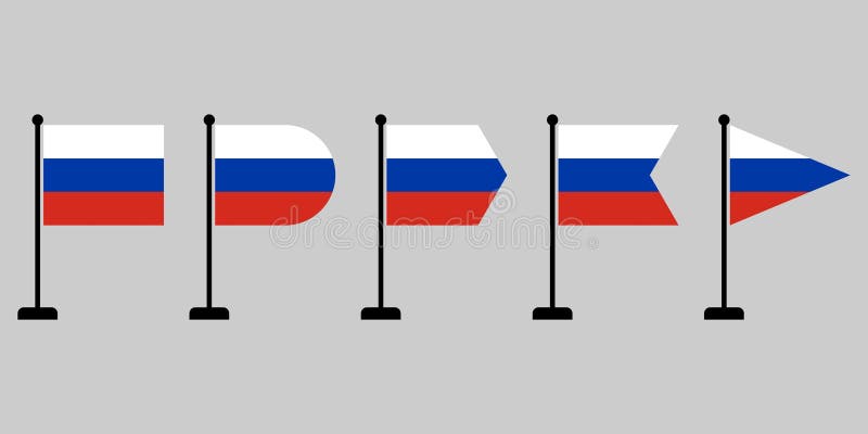 Vector Illustration of a Russian Flag Flying on a Pole. Flat Solid ...