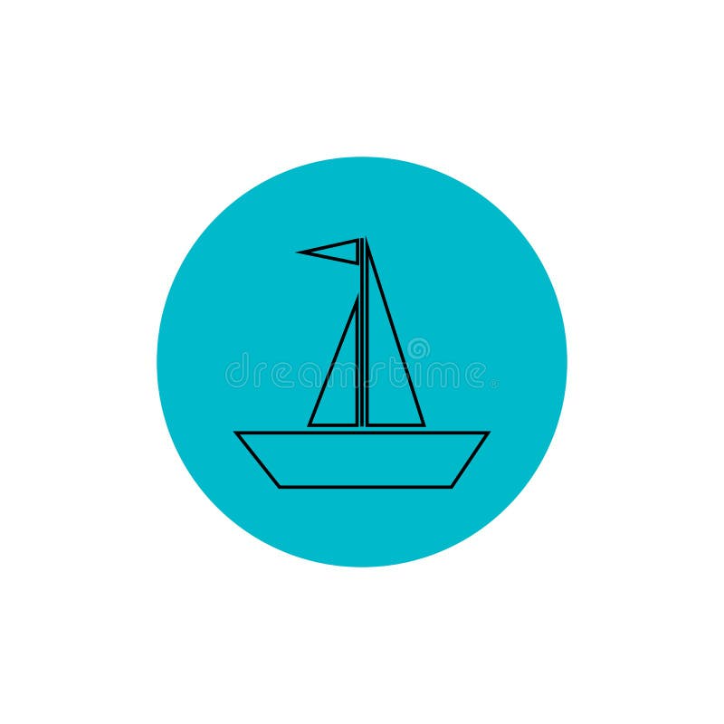 Vector Illustration. Sailing Ship Line Icon. Simple Ship Logo on Round ...
