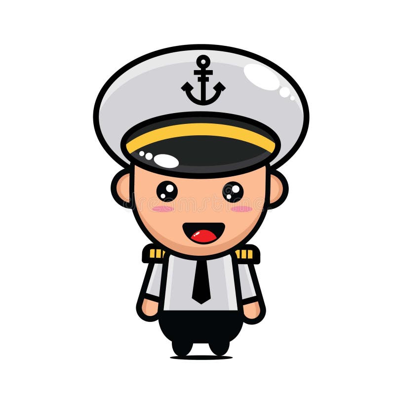 Cute Ship Captain Vector Design Stock Vector - Illustration of face ...