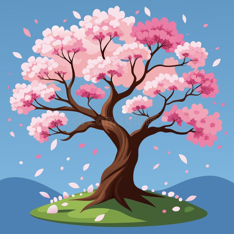 Vector Illustration of Sakura Tree in Full Bloom Stock Vector ...