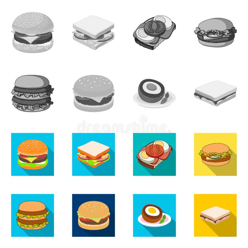 Vector Design of Sandwich and Wrap Icon. Collection of Sandwich and ...