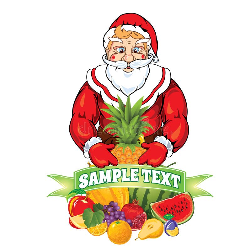 Vector Illustration of Santa Claus with a Fruit Stock Vector ...