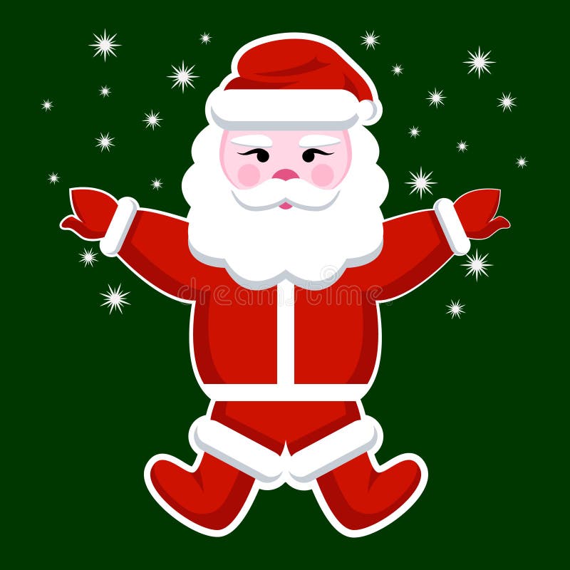 Vector Illustration of Santa Claus on a Green Background Stock ...