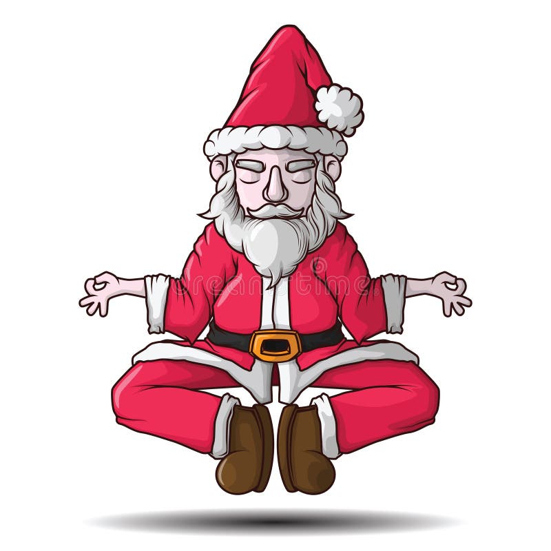 Vector Illustration of Santa Claus Meditation on Space Stock ...