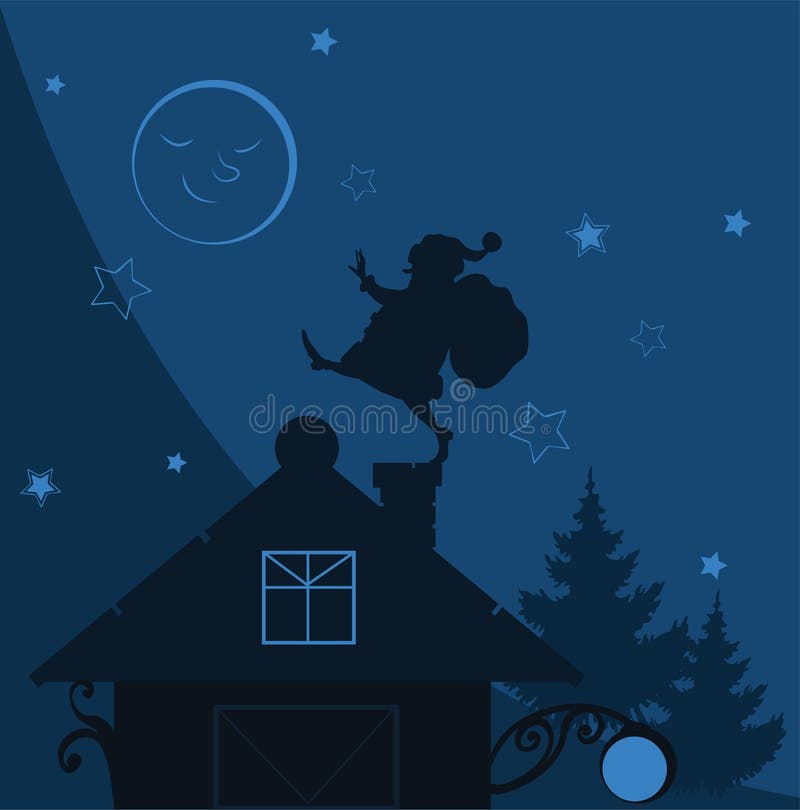 Santa on the roof stock vector. Illustration of crescent - 22013157