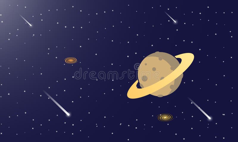 Vector Illustration Saturn Planet Blue Background Stock Vector ...