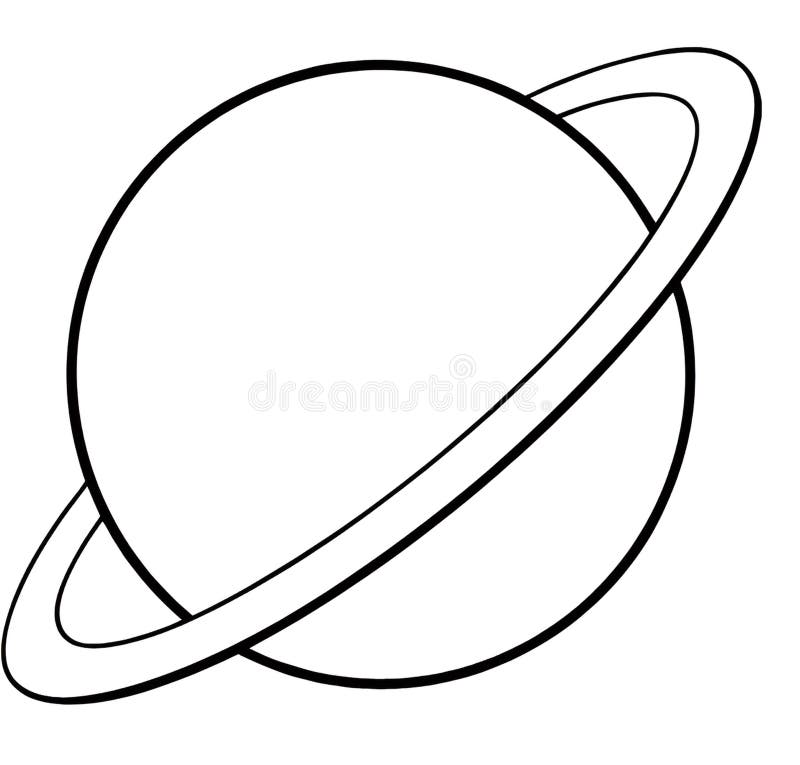 Vector Illustration of Saturn with Rings in a Simple Black and White ...