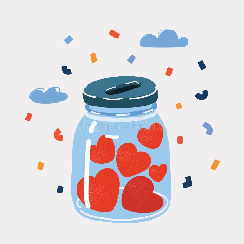 Vector Illustration of Saving Red Hearts in Glass Jar Stock Vector ...